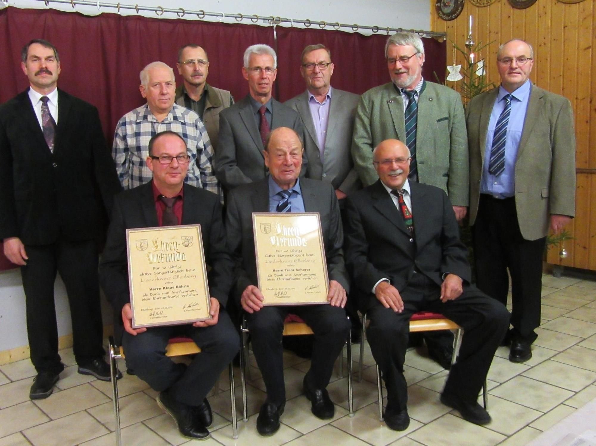 Ehrungen beim Liederkranz Ellenberg