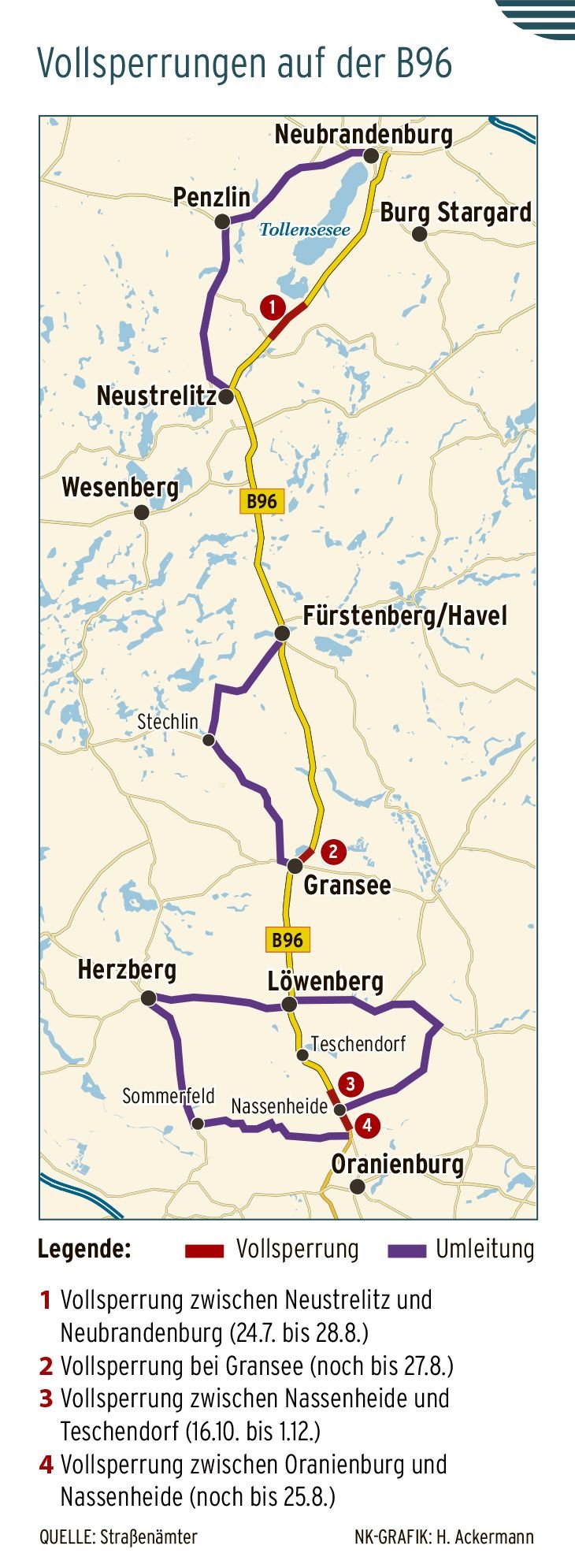 Teil der B96-Arbeiten abgeschlossen – was heißt das für die Umleitungen?